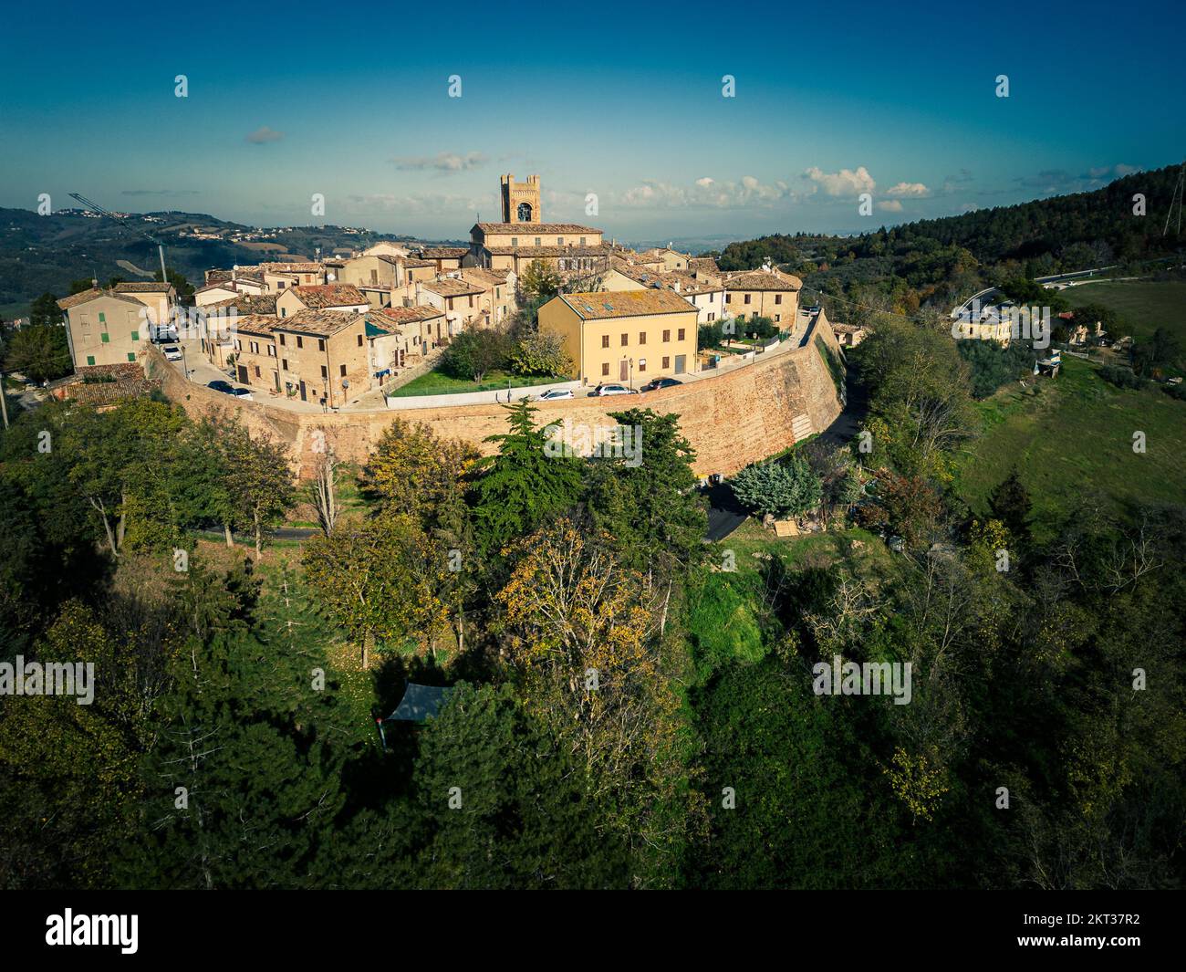 Italy, November 26, 2022: aerial view of the medieval village of ...
