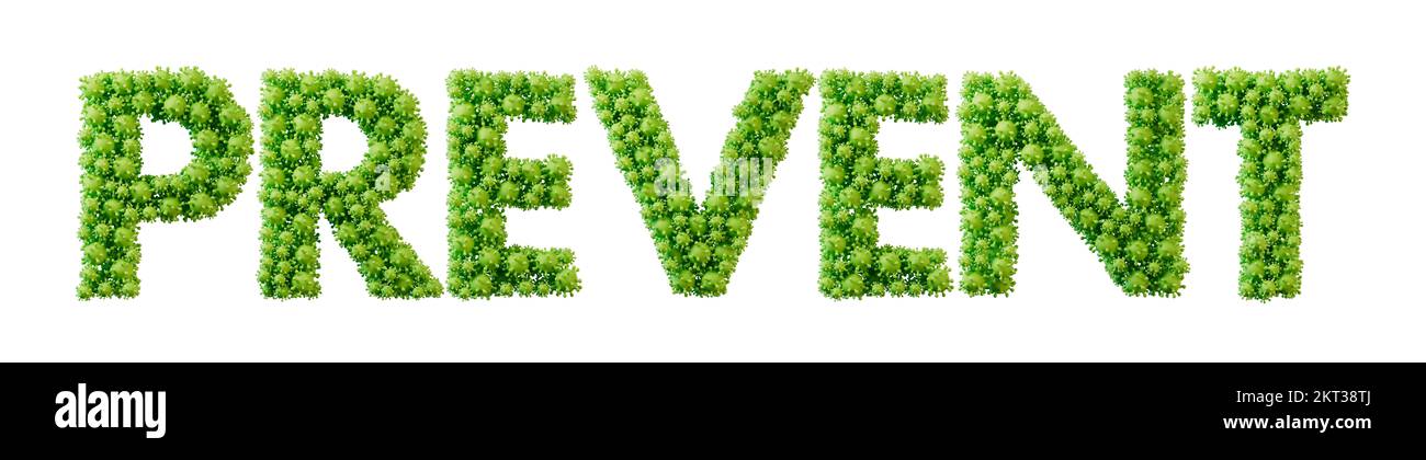 Prevent word made from green bacteria cell molecule font. Health and ...