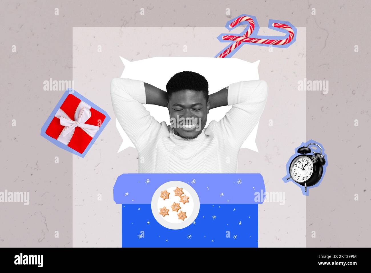 Collage photo picture of young smiling positive guy home sleep nap ...