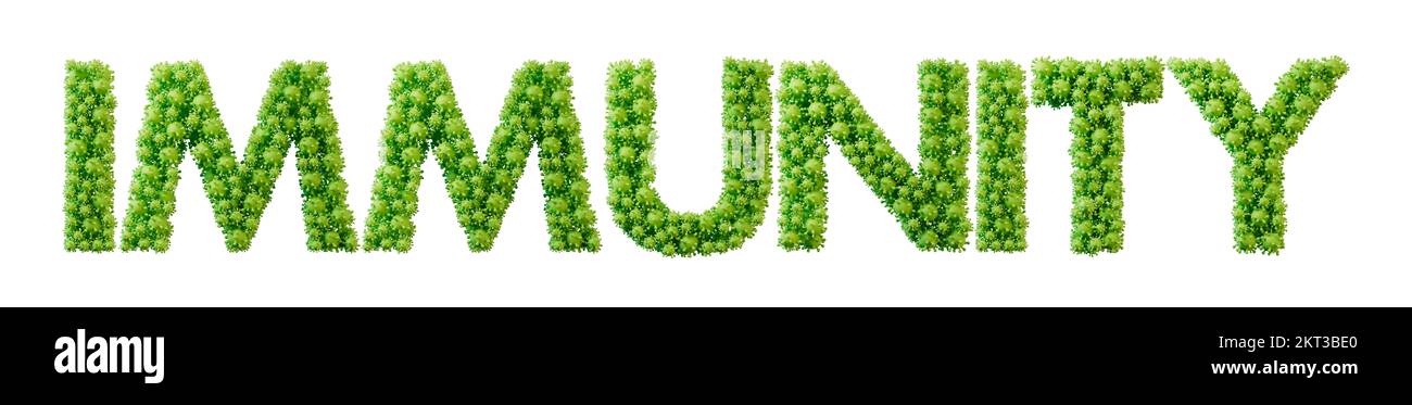 Immunity word made from green bacteria cell molecule font. Health and ...