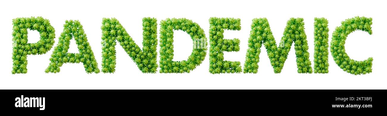 Pandemic word made from green bacteria cell molecule font. Health and ...