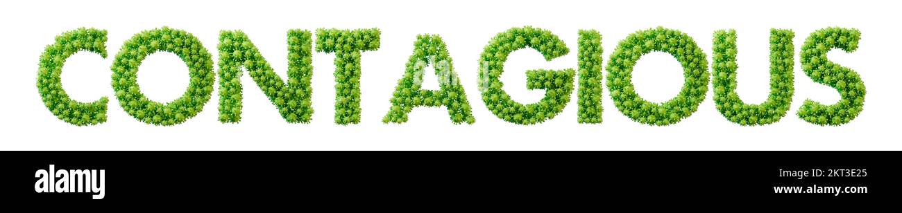 Contagious word made from green bacteria cell molecule font. Health and ...