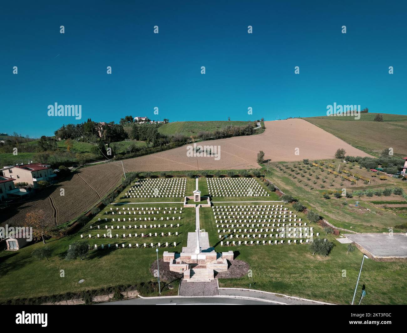 Italy, November 26, 2022: aerial view of the English war cemetery in ...