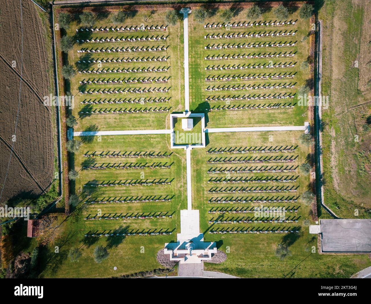 Italy, November 26, 2022: aerial view of the English war cemetery in ...