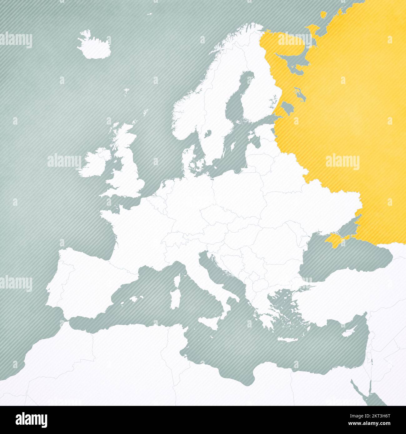Russia on the map of Europe with softly striped vintage background ...