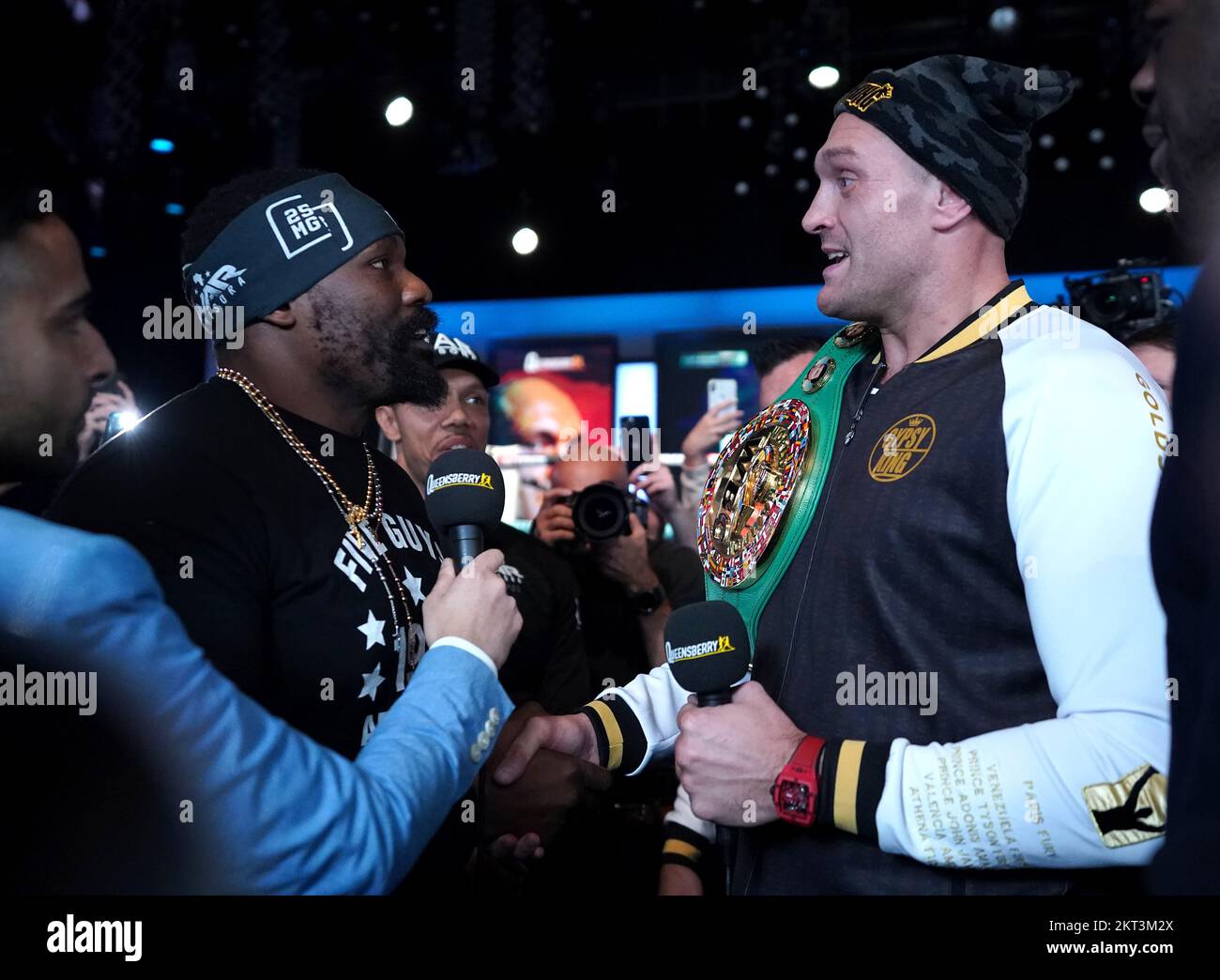 Derek Chisora and Tyson Fury during a media work out at BT Studios ...