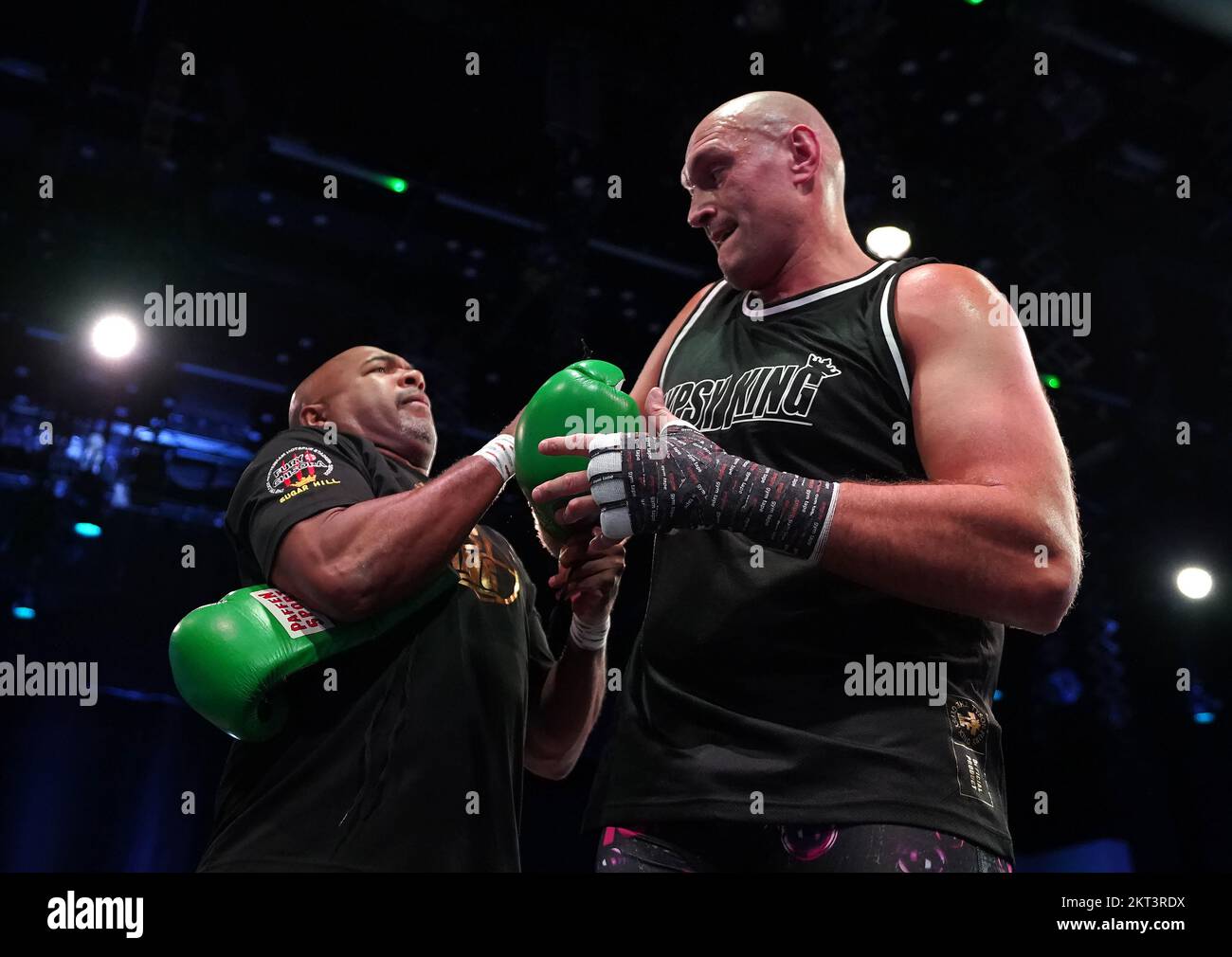 Tyson Fury (right) during a media work out at BT Studios, Queen ...