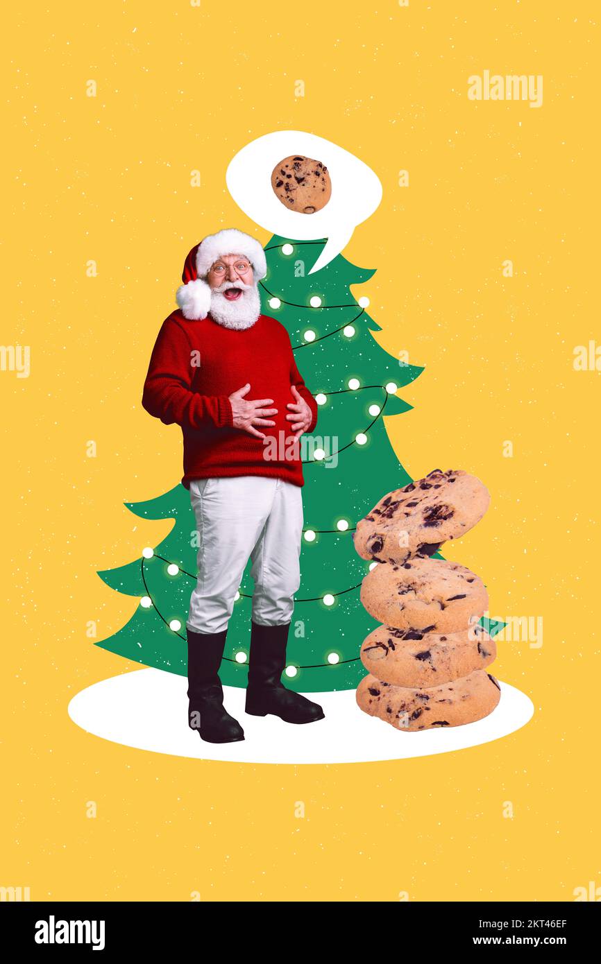 Christmas postcard collage of funny funky santa claus dream about ... Christmas postcard collage of funny funky santa claus dream about ...