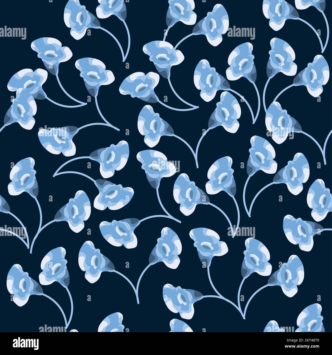 Modern big floral vector seamless pattern. Digital drawn illustration ...