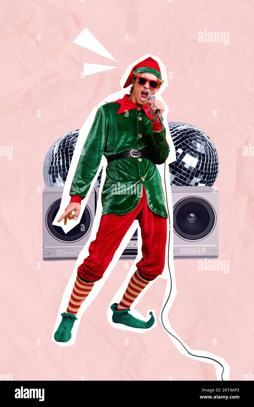 Christmas invitation postcard collage for new year festive theme party ...