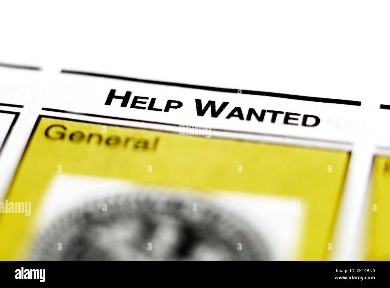 Closeup of newspaper clipping for help wanted advertisement for ...