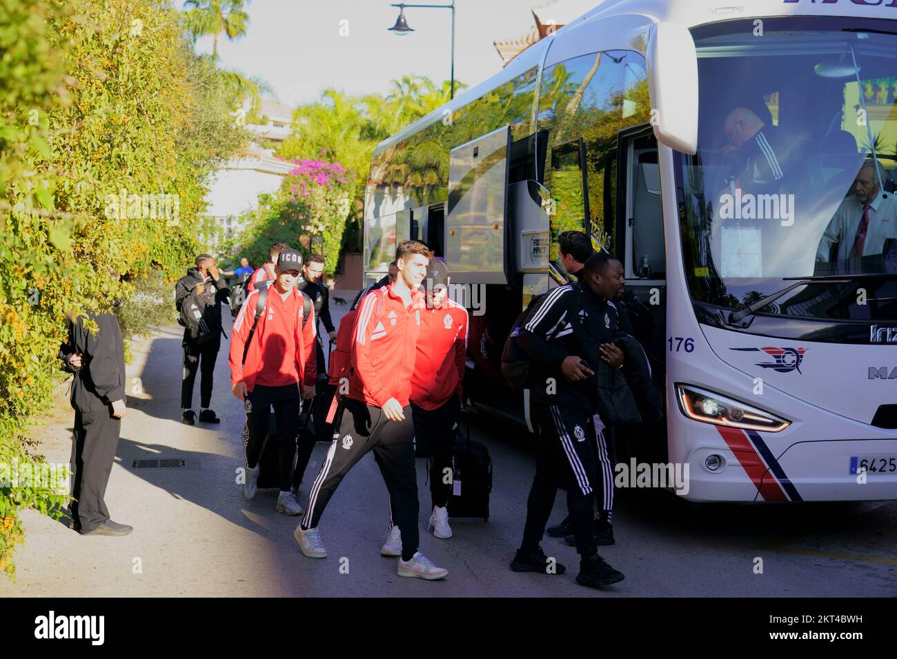 Standard's players pictured during the arrival at the hotel, for the ...