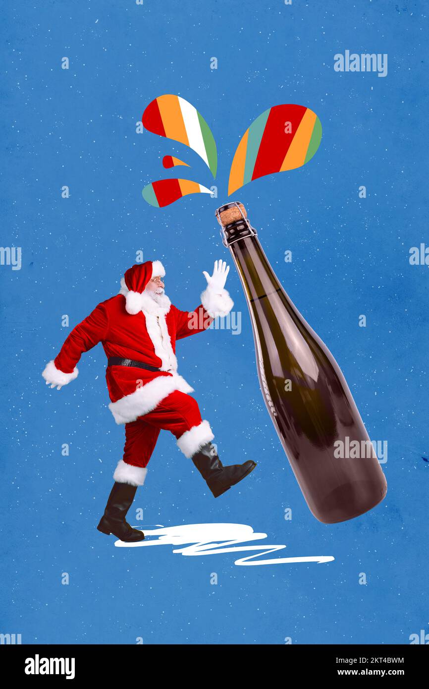 Collage photo banner advertisement of new alcohol champagne brand funny ...