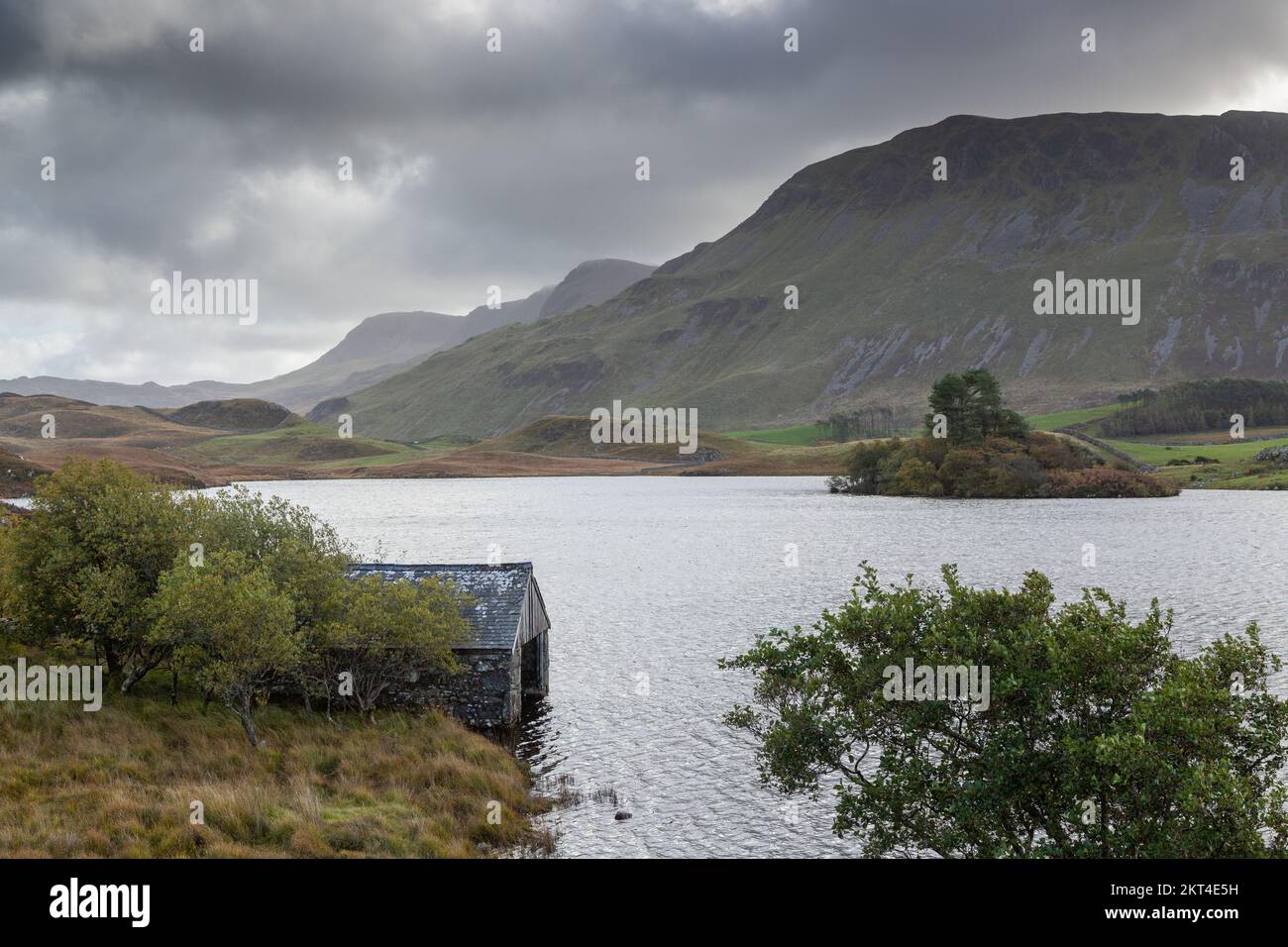 Cadair Idris or Cader Idris seen from Cregennan Lakes, Snowdonia, Wales ...