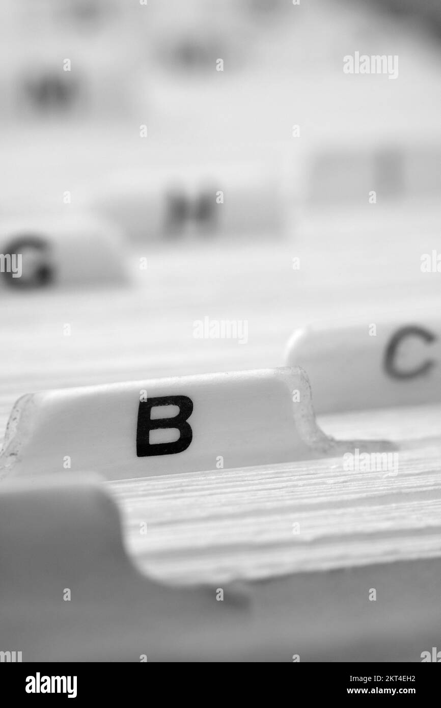 Business cards indexed and organized alphabetically for communications ...