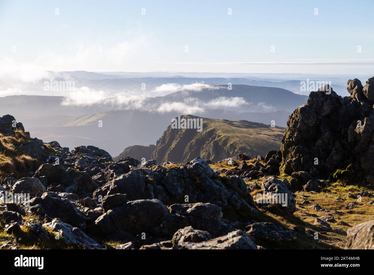 looking towards the cliffs of Craig Cau from Cadair Idris or Cader ...