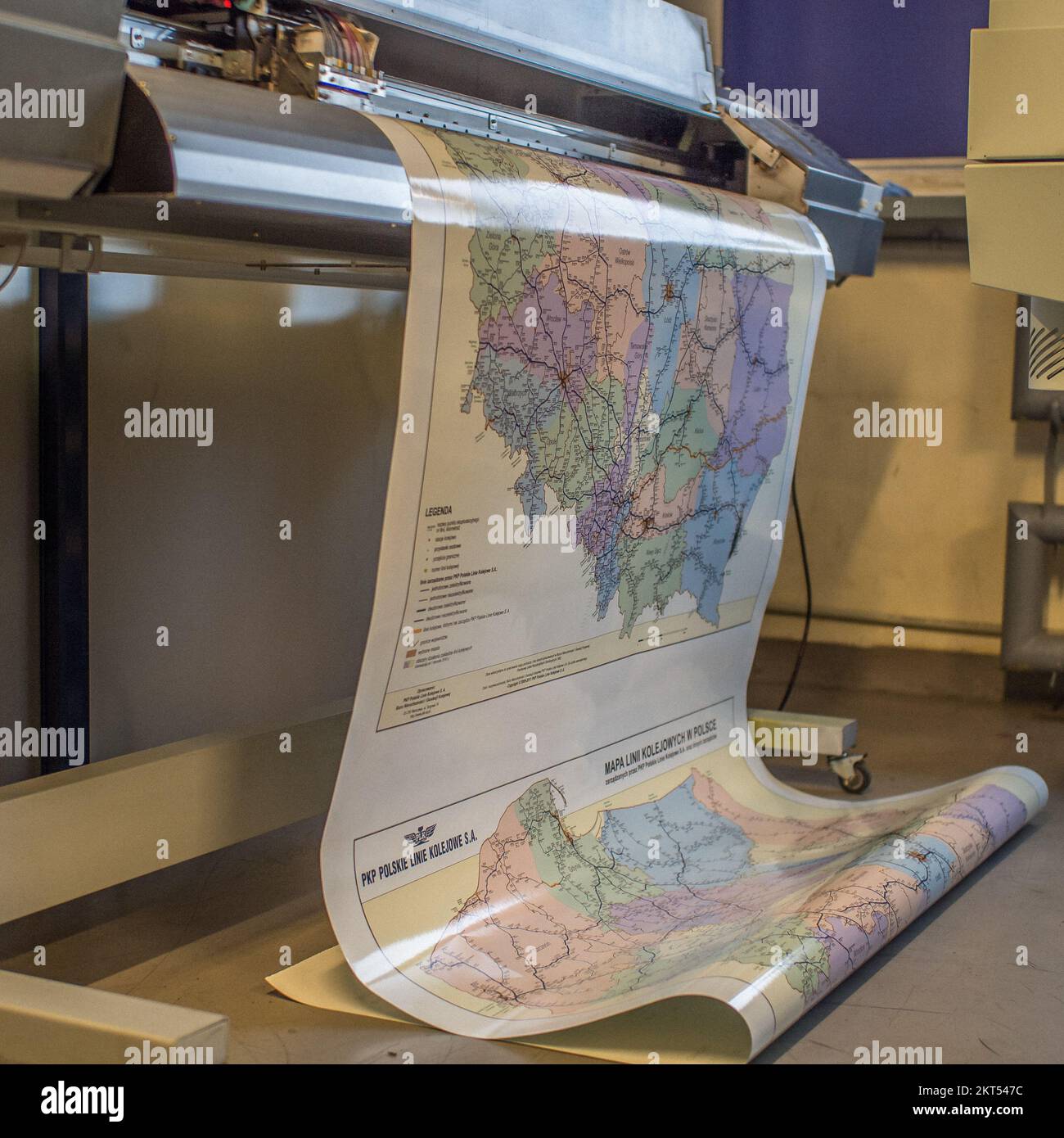 Printing the maps of railway connections in Poland, Eastern Europe ...