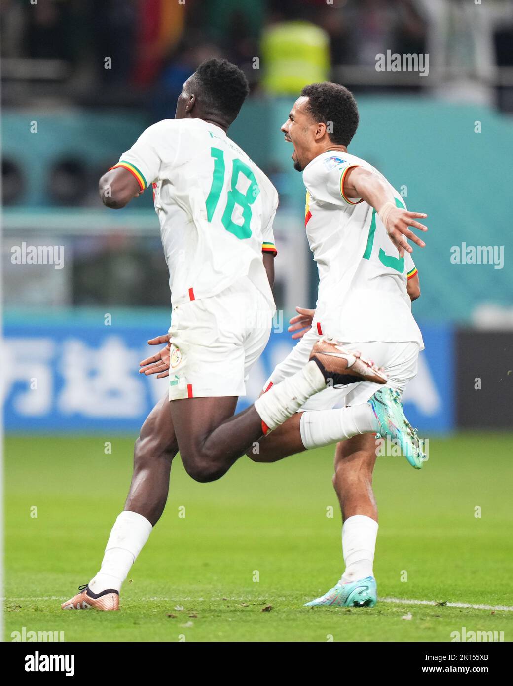 Sarr of Senegal celebrates his goal with his teammates during the FIFA ...