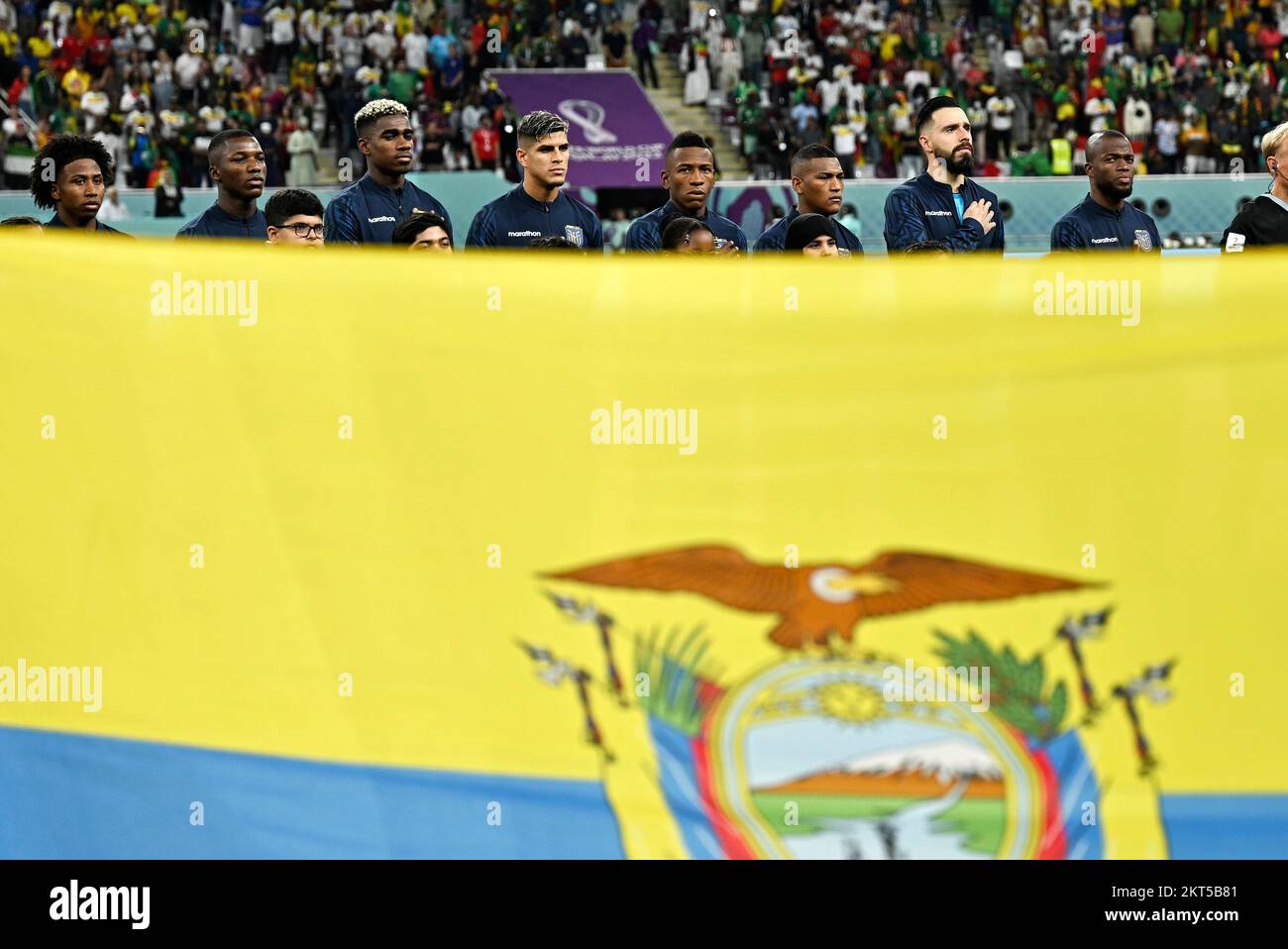 Doha, Qatar. 29th Nov, 2022. Starting players of Ecuador line up before ...