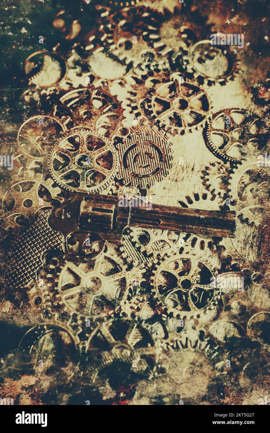 Country and western still life photo on a old miniature pistol placed ...