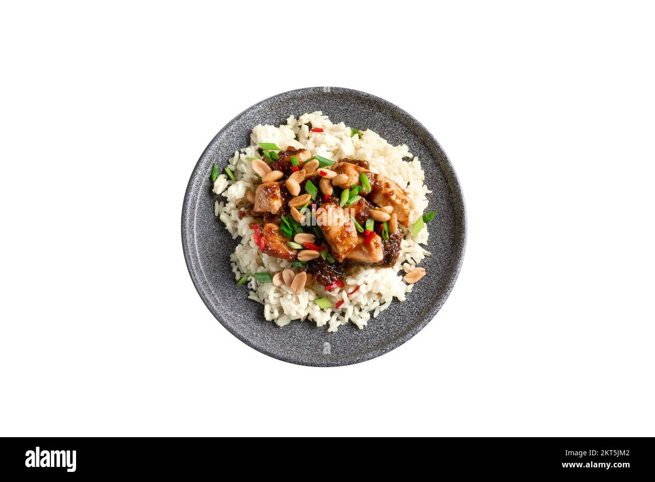 Kung Pao chicken. Isolate. Gong Bao Ji Ding on a white concrete ...
