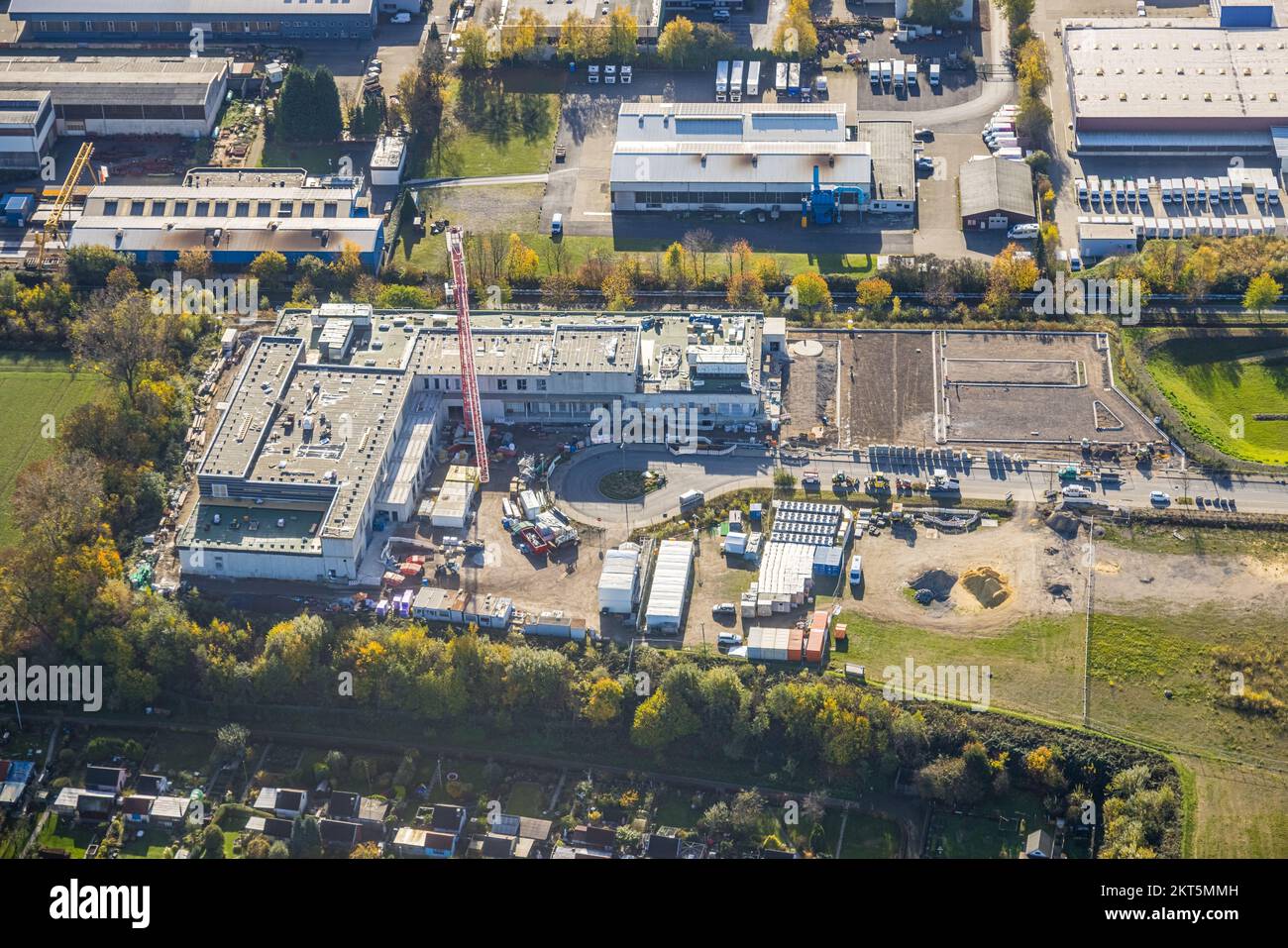 Aerial view, construction site and new building in the industrial area An der Salzstraße, New ...