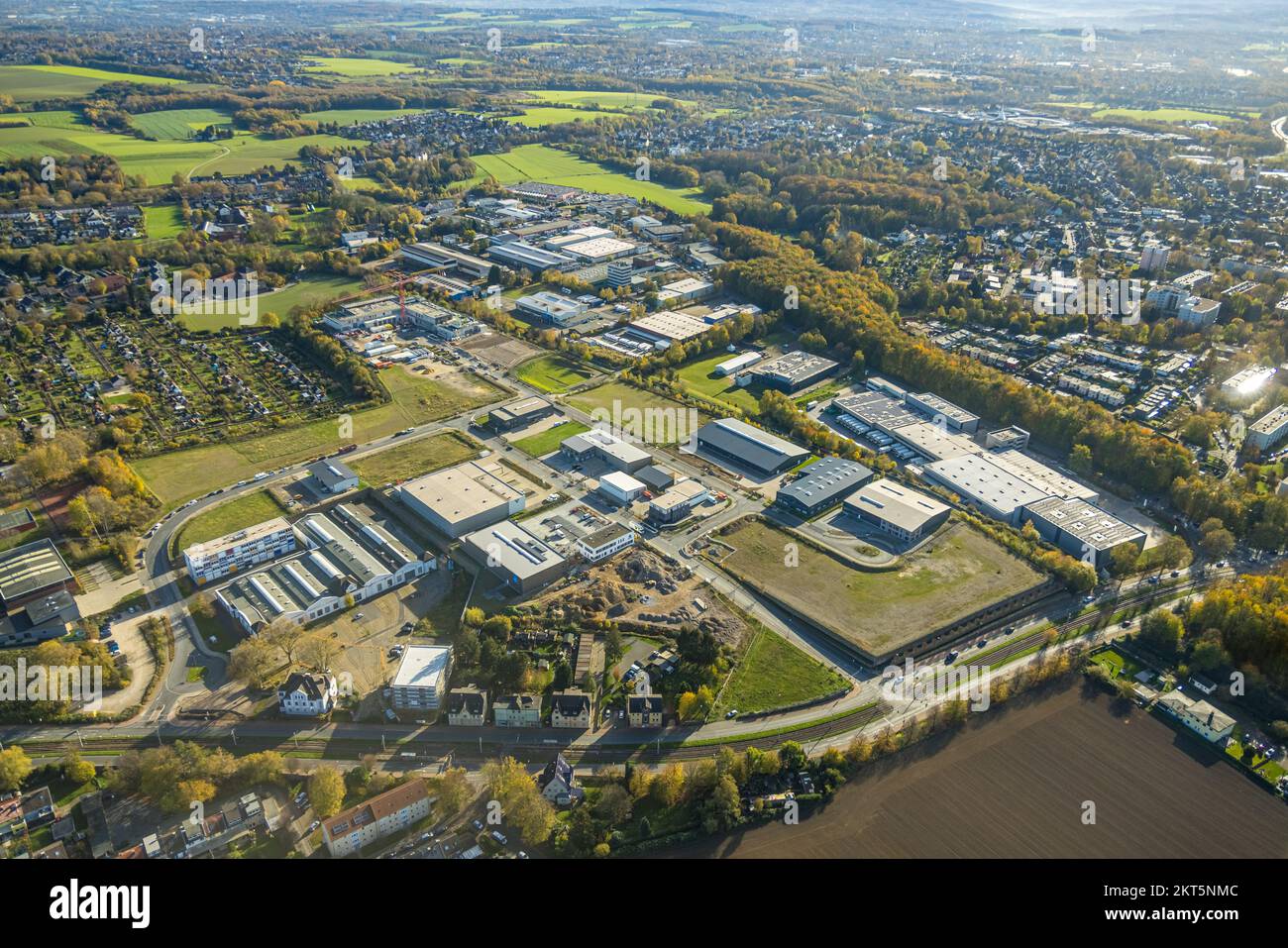 Aerial view, construction site and new building in the industrial area An der Salzstraße, New ...