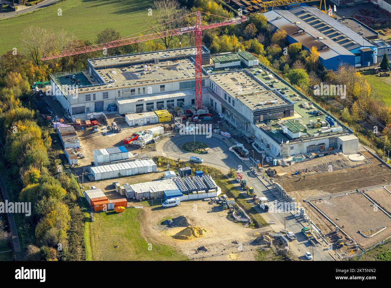 Aerial view, construction site and new building in the industrial area An der Salzstraße, New ...