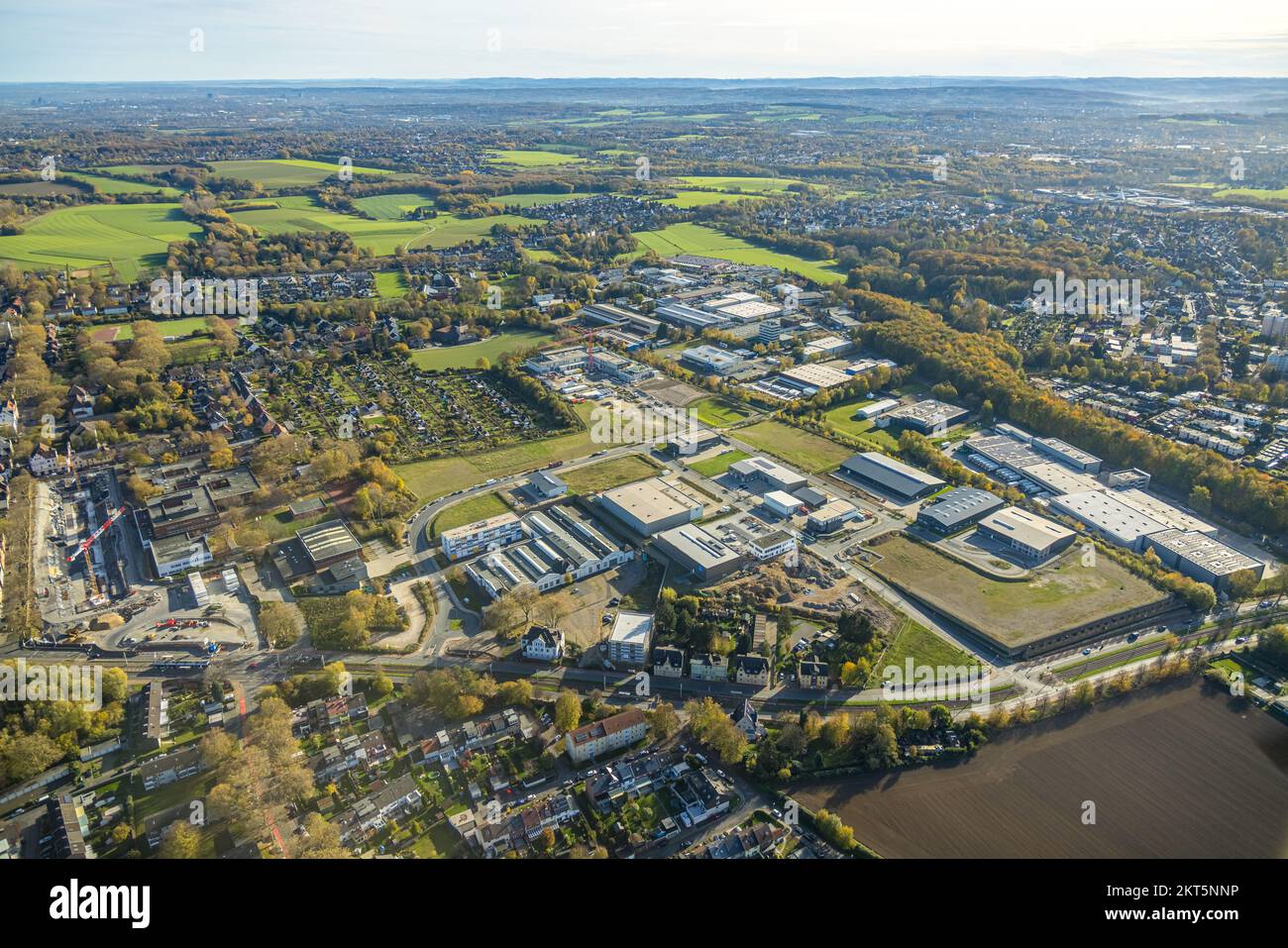 Aerial view, construction site and new building in the industrial area An der Salzstraße, New ...