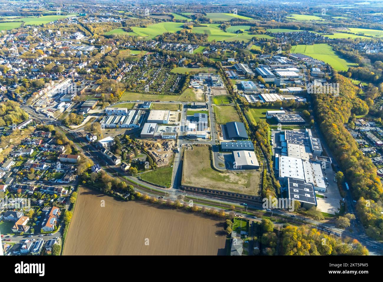 Aerial view, construction site and new building in the industrial area An der Salzstraße, New ...