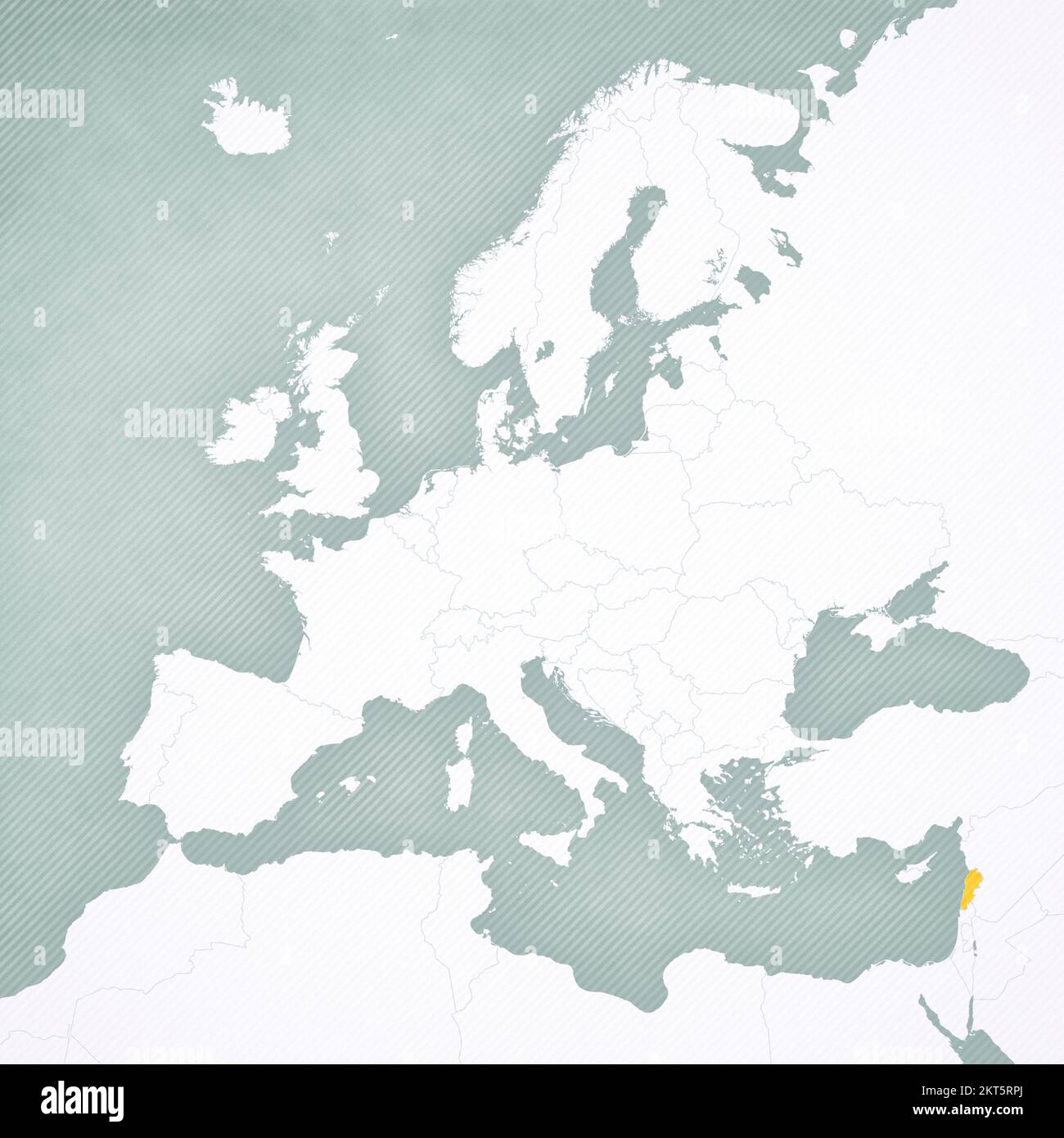 Lebanon on the map of Europe with softly striped vintage background ...
