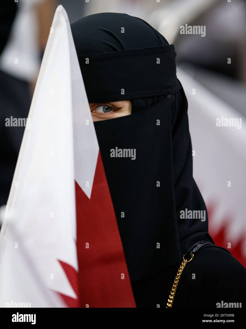 AL-KHOR, AK - 29.11.2022: NETHERLANDS VS QATAR - A fan wearing a burqa ...