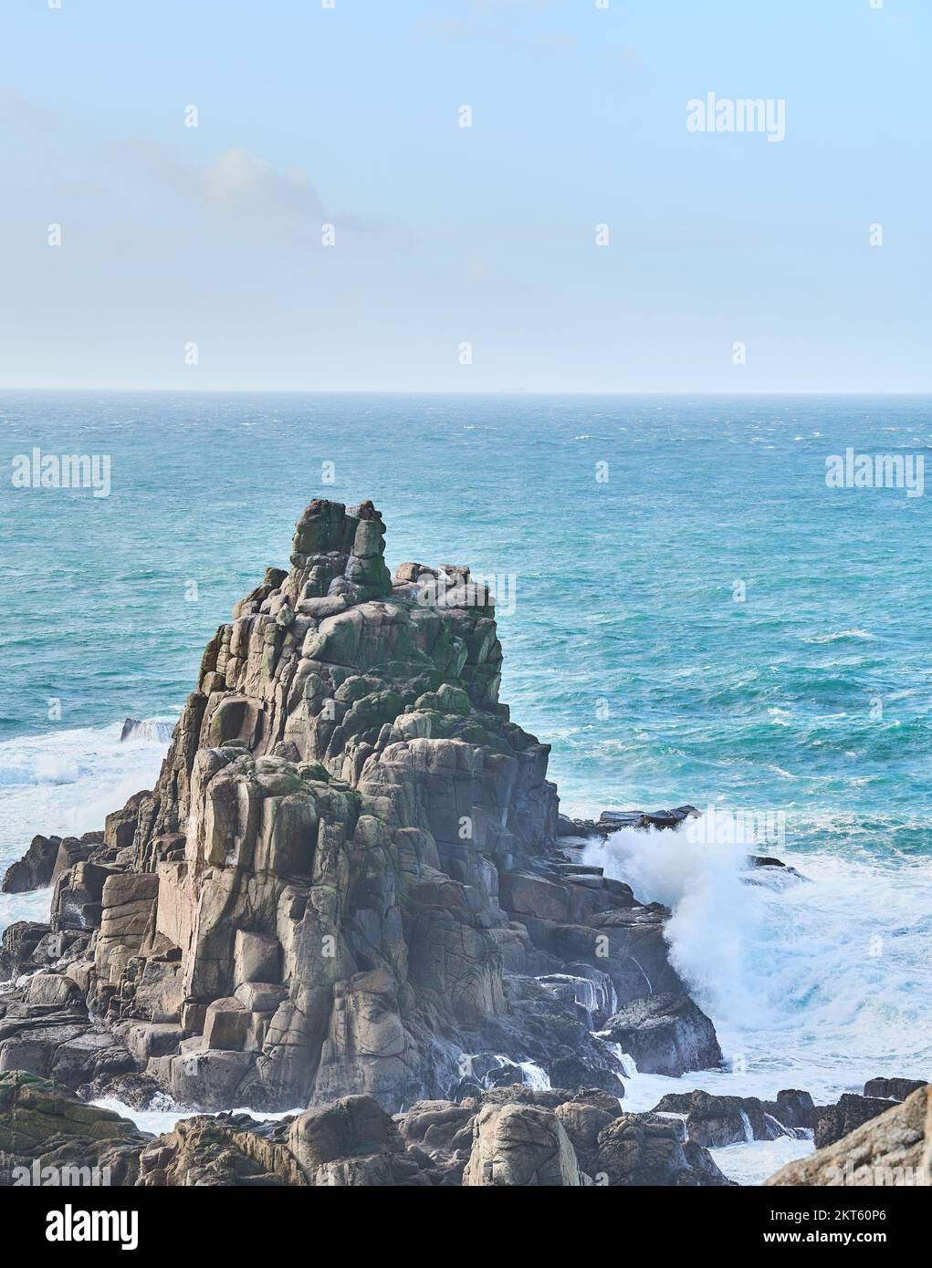 Rock formation named Dr Syntax's Head at Lands End, Cornwall, England ...
