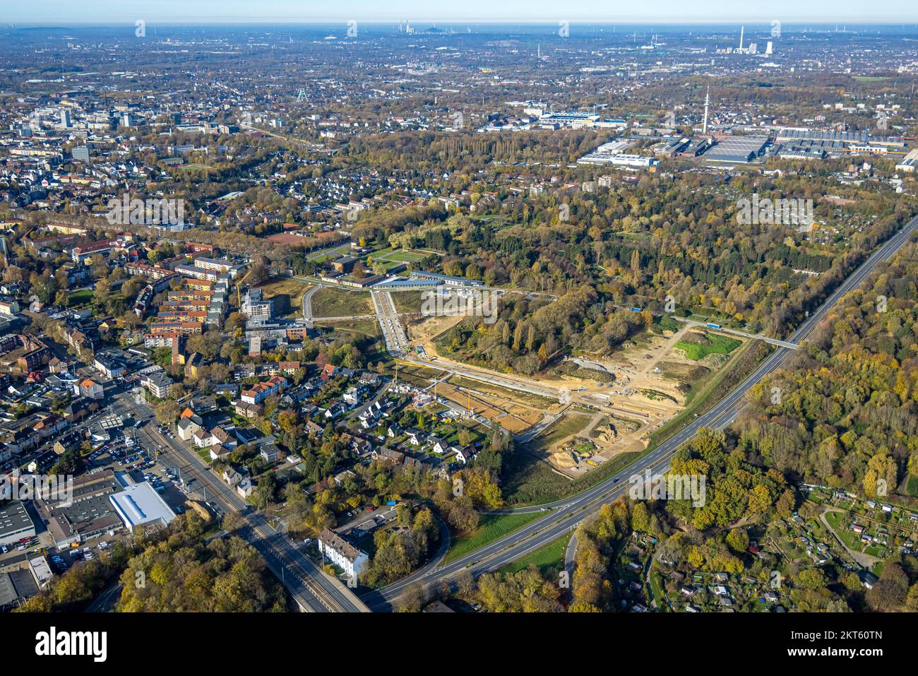 Aerial view, Ostpark Quartier Feldmark, Bochum Volunteer Fire ...