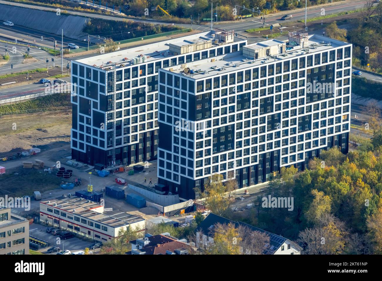 Aerial view, Seven Stones Quartier, construction site and new ...
