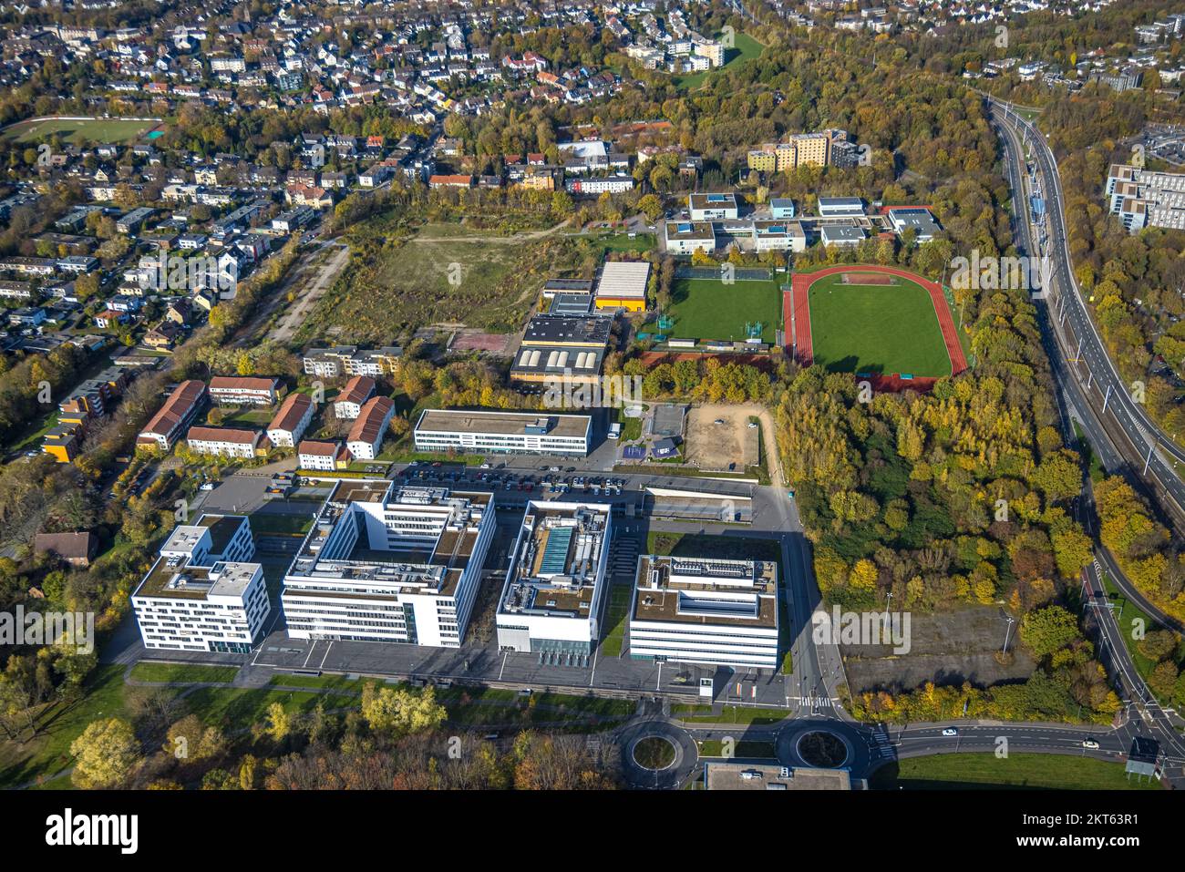 Aerial view, health campus, university of health, sports field, erich ...