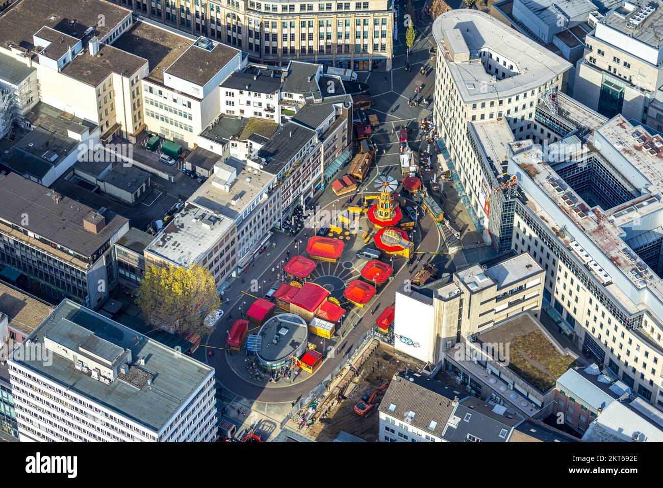 Aerial view, Christmas market on Dr.-Ruer-Platz, Gleisdreieck, Bochum ...