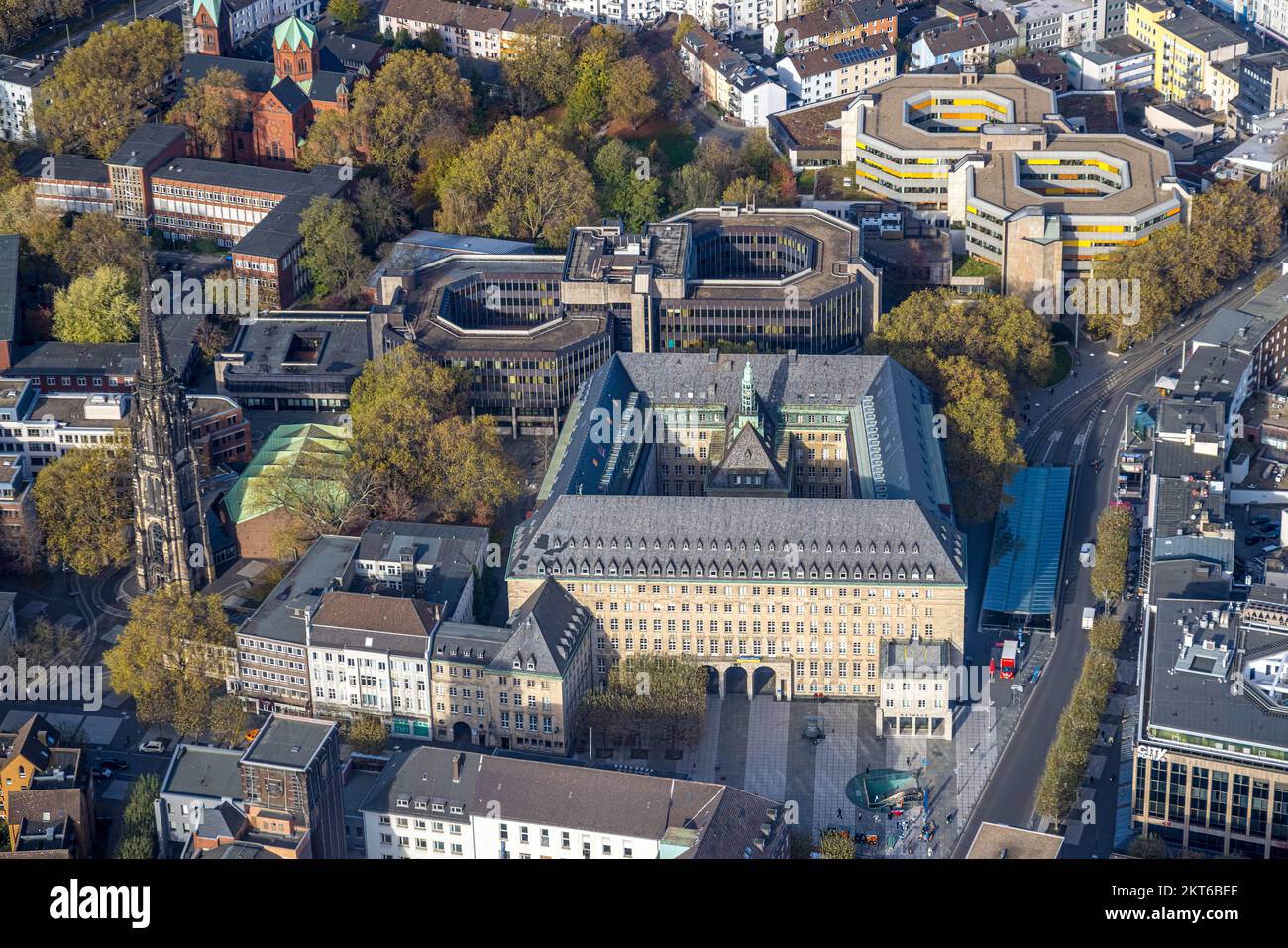 Aerial view, Bochum city hall north, VHS, public library central ...