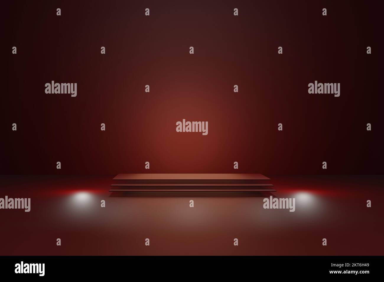 minimalistic red stage template with light reflection copy space ...