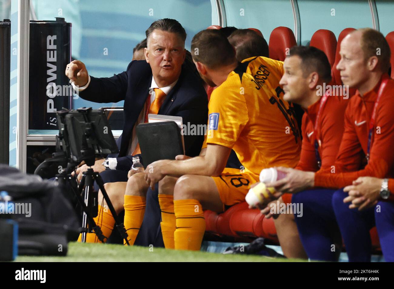 AL KHOR - (lr) Holland coach Louis van Gaal, Vincent Janssen of Holland ...
