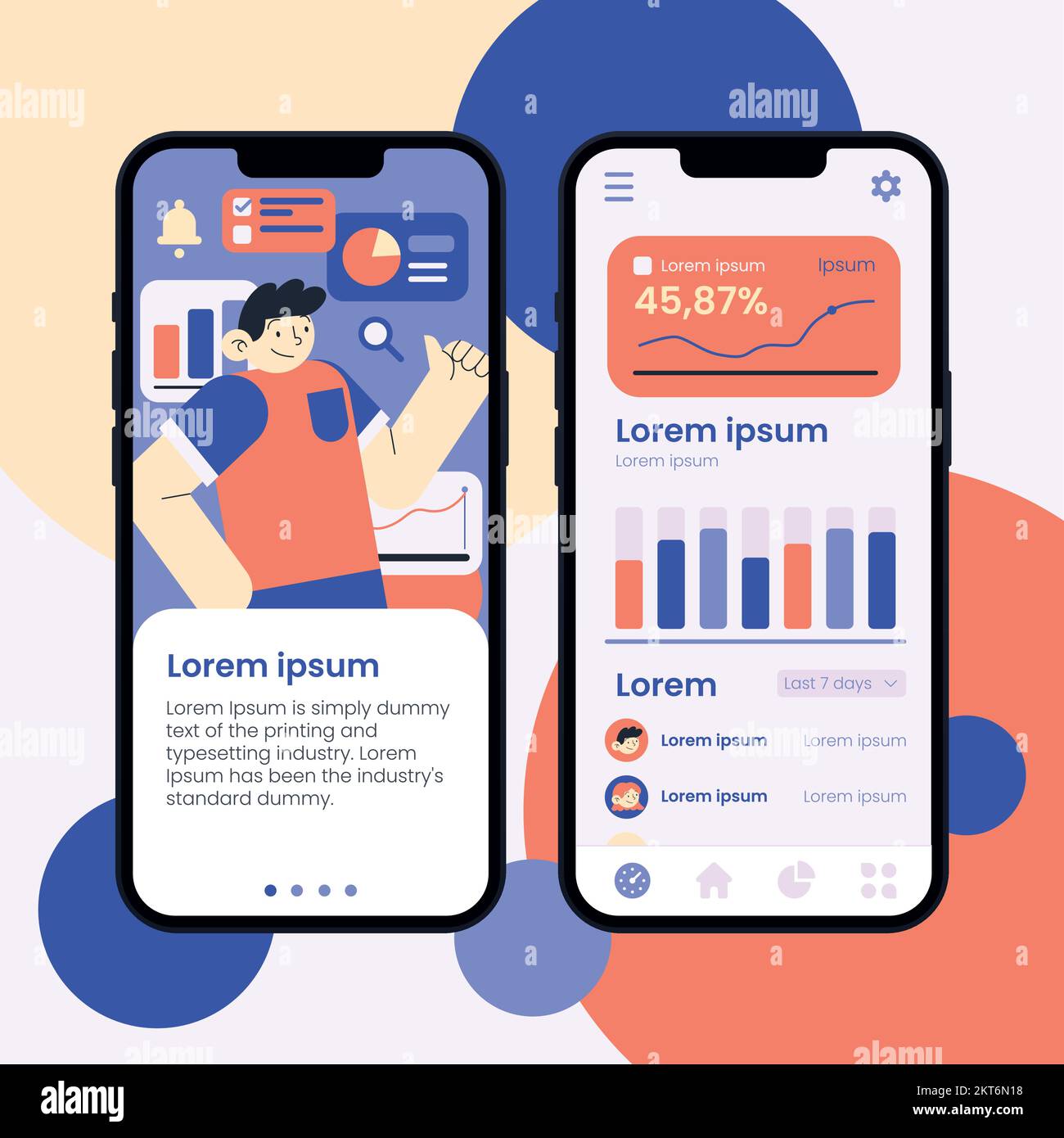 Colored mobile app ui mockup with infographics Vector Stock Vector ...