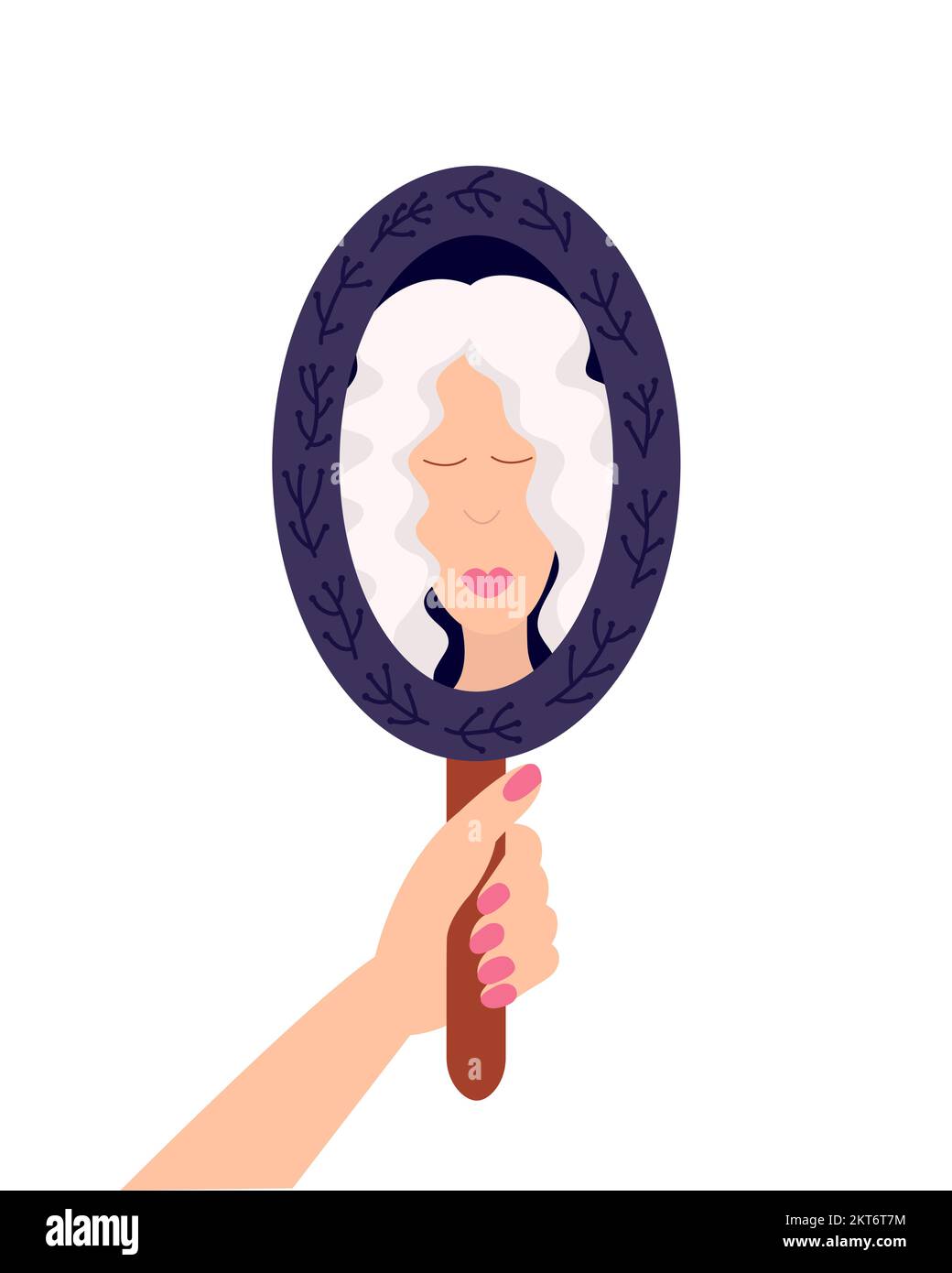 Girl looking reflection in Stock Vector Images - Alamy