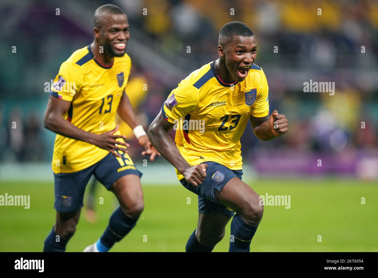 Moises Caicedo of Ecuador celebrates his goal during the FIFA World Cup ...