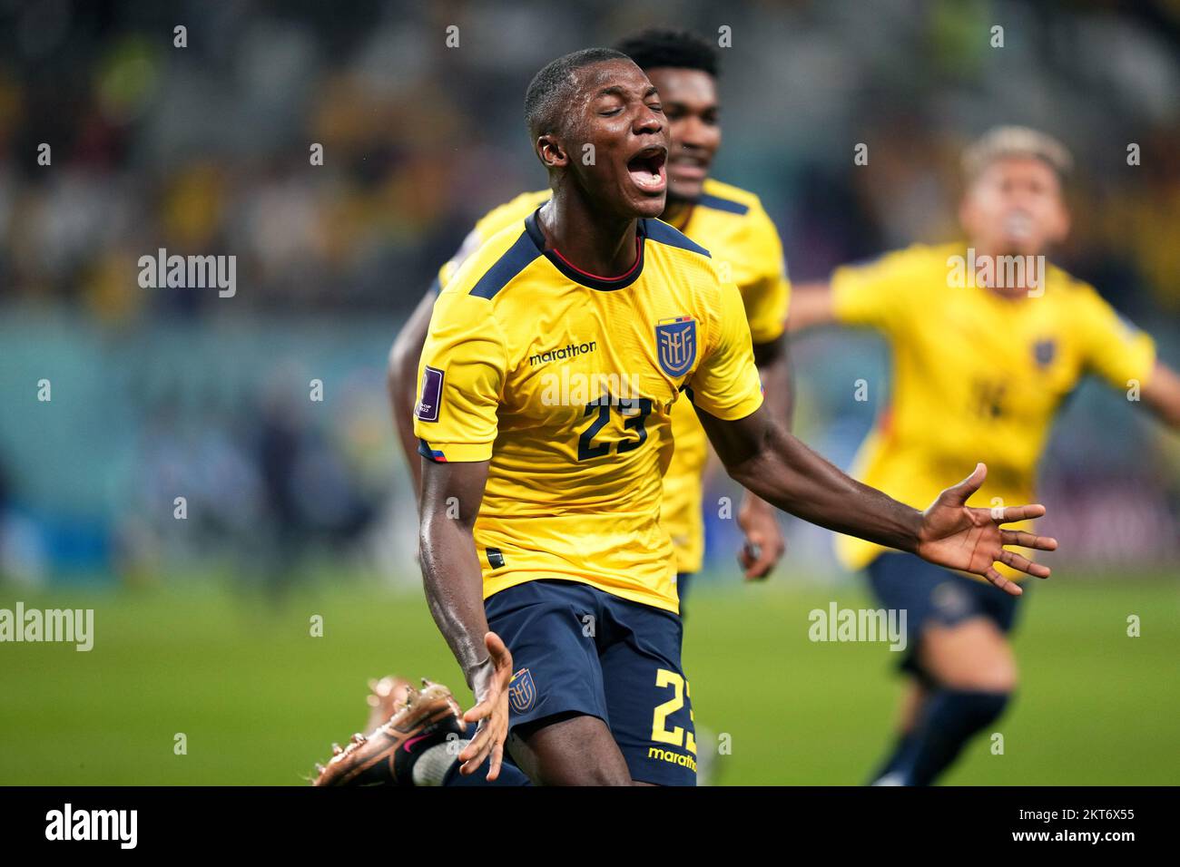 Moises Caicedo of Ecuador celebrates his goal during the FIFA World Cup ...