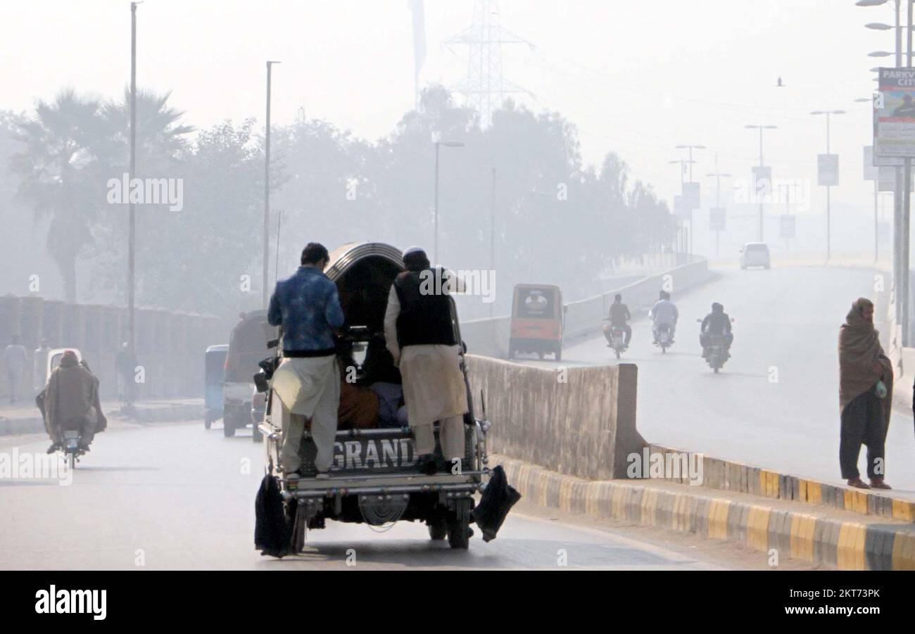 Deep fog covers the horizon of city creating problems for commuters and ...