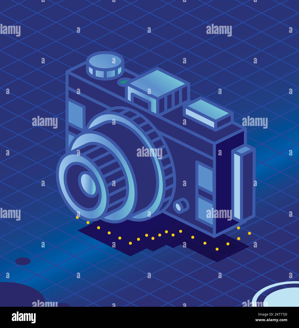 Digital Photo Camera on Blue Background. Vector Illustration. Isometric ...