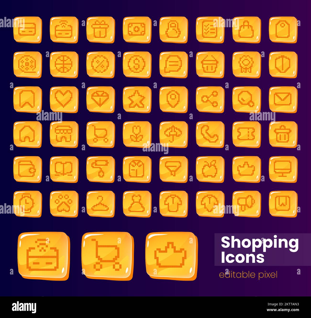Shopping glossy ui button with pixelated icon big set Stock Vector Image & Art - Alamy