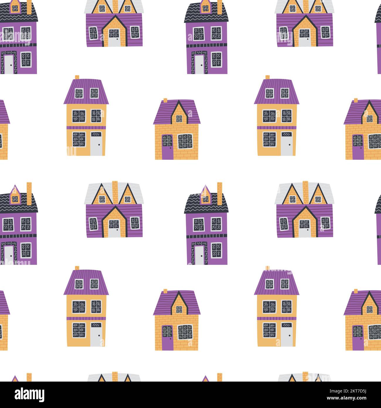 Cute cartoon houses pattern Stock Vector Image & Art - Alamy