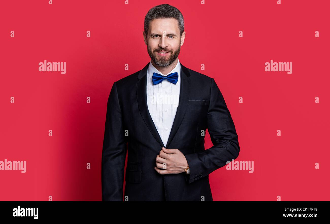 portrait of tux man in studio. photo of man wearing tux. man wear tux ...