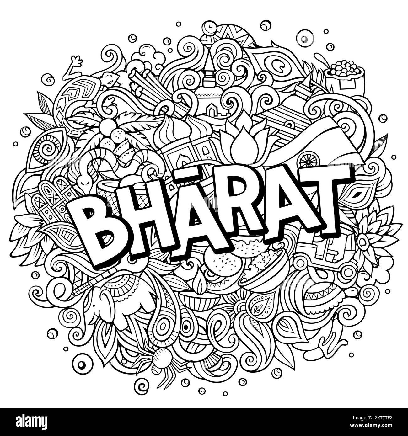Bharat India hand drawn cartoon doodles illustration Stock Vector Image ...